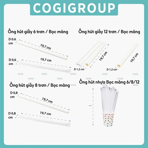 100 Ống Hút Giấy Phi 6 Phi 8 Phi 12 And Ống Hút Nhựa Phi 6 8 12