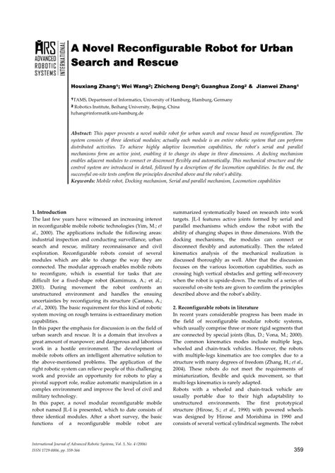 Pdf A Novel Reconfigurable Robot For Urban Search And Rescue