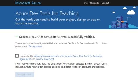 Accessing Microsoft Azure Dev Tools For Teaching The First Time Penn State Engineering