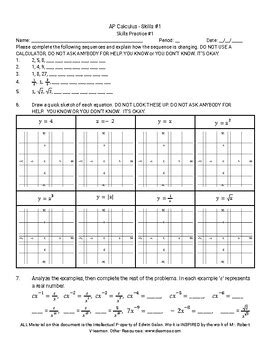 AP Calculus Skills Practice By Edwin Galan TPT