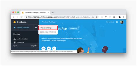 Accessing Your Firebase Project Settings Firebase Project Overview Hd Png Download