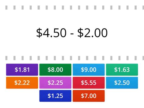 Money Subtraction Find The Match