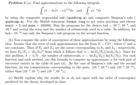Solved Problem A Find Approximations To The Following Chegg