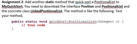 solved assignment 2 add another static method that