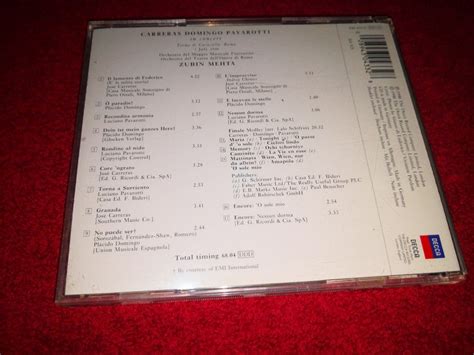 Three Tenors Carreras Domingo Pavarotti In Concert Cd Hobbies And Toys