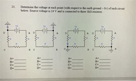Solved Determine The Voltage At Each Point With Respect Chegg Com