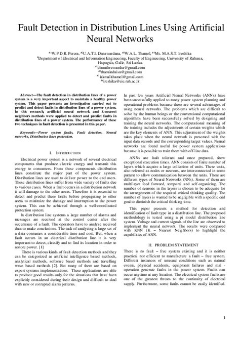 Pdf Fault Detection In Distribution Lines Using Artificial Neural