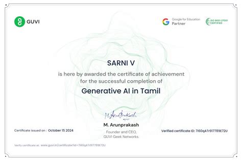 sarni venkatachalam on linkedin generativeai tamil ai machinelearning guvi techlearning…