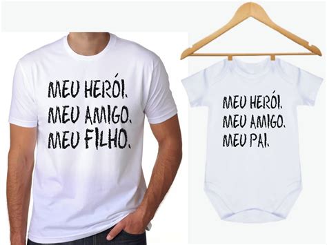 Kit 2 Camiseta Pai E Filho Meu Herói Meu Amigo Camisas Elo7