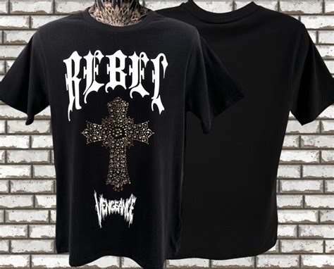 Original Rebel Vengeance Black Cotton T Shirt Cross M Etsy