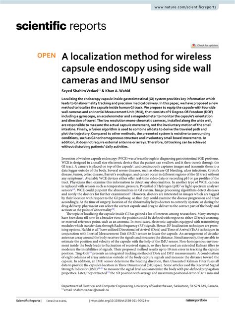 Pdf A Localization Method For Wireless Capsule Endoscopy Using Side Wall Cameras And Imu Sensor