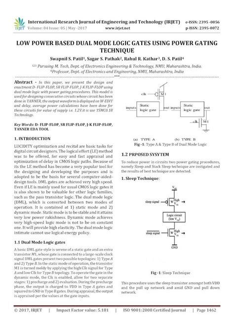 Pdf Low Power Based Dual Mode Logic Gates Enactment D Flip Flop Sr Flip Flop J K Flip
