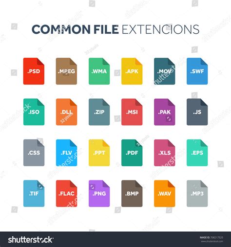 Flat Style Icon Set Systemcommon File Stock Vector Royalty Free 708217525 Shutterstock