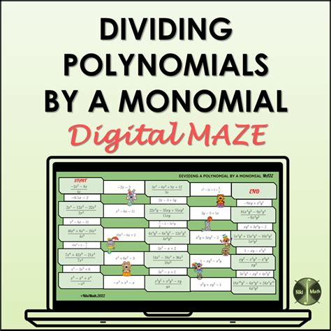 dividing a polynomial by a monomial maze teaching resources