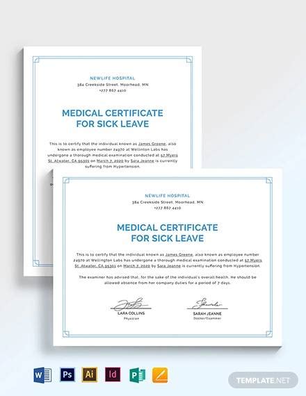 Free 12 Sample Medical Certificate For Sick Leaves In Ms Word Pdf