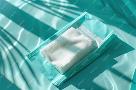 Premium Photo Light Blue Packaging With White Wipes