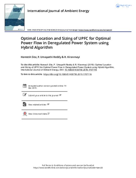 pdf optimal location and sizing of upfc for optimal power flow in a