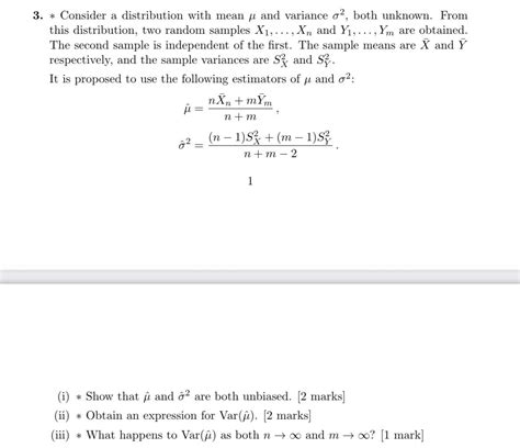 Solved 3 Consider A Distribution With Mean μ And Variance