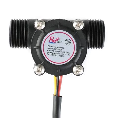 water flow sensor 1 30l min แรงดันไม่เกิน 1 75mpa ขนาดท่อ 1 2 yf s201b yf s201 สีดำ arduino