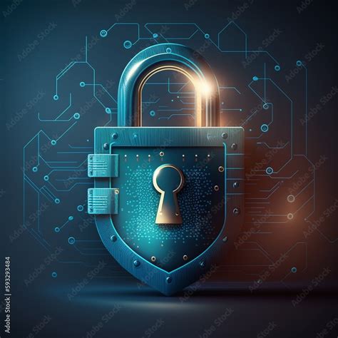 인터넷 보안 및 데이터 방지 진한 파란색 배경의 보안 자물쇠 아이콘 해커 및 바이러스에 대한 온라인 데이터 액세스 방어 기술