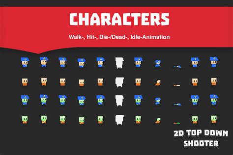 2d top down shooter game assets starter kit