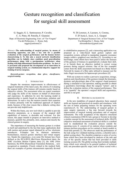 Pdf Gesture Recognition And Classification For Surgical Skill Assessment