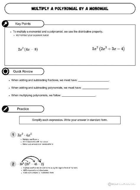 Multiply A Polynomial By A Monomial Guided Notes By Will Teach Math For