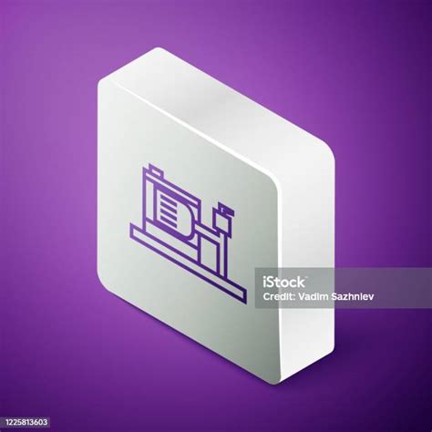 등각선 전기 물 펌프 아이콘 보라색 배경에 격리 실버 스퀘어 버튼 벡터 일러스트레이션 3차원 형태에 대한 스톡 벡터 아트 및 기타 이미지 3차원 형태 강철 건설