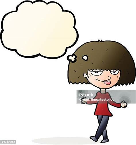 말풍선이 있는 의기양양한 루킹 여자 만화 캐릭터 걷기에 대한 스톡 벡터 아트 및 기타 이미지 걷기 귀여운 그리기 Istock