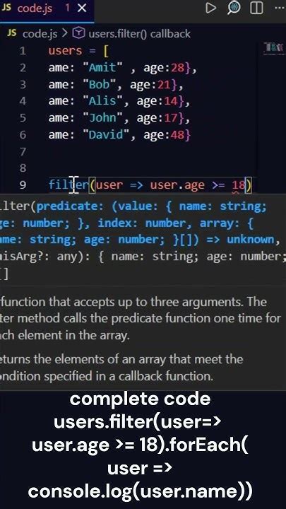 Filter Foreach In Javascript 🔥 Example Shorts Javascript Coding