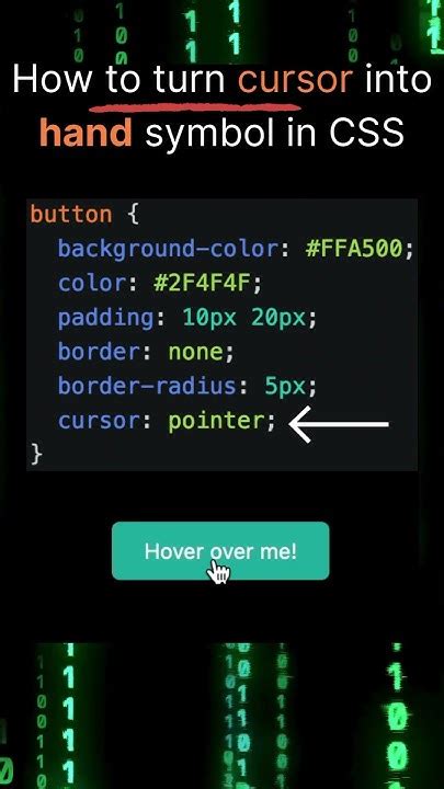 Turn Cursor Into Hand Symbol In Css Shorts Css Css3 Code Fullstackdev Coding Frontend