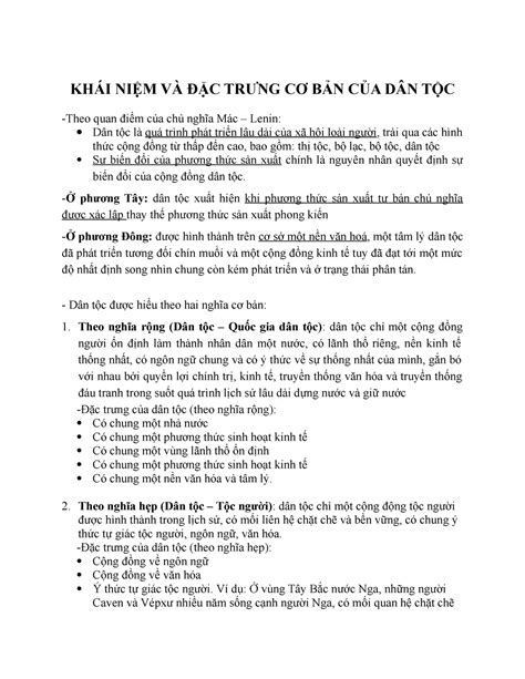 KhÁi NiỆm VÀ ĐẶc TrƯng CƠ BẢn CỦa DÂn TỘc KhÁi NiỆm VÀ ĐẶc TrƯng CƠ