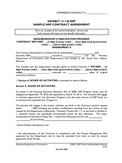 Montana Nsp Contract Amendment Fill Out Sign Online And Download Pdf Templateroller