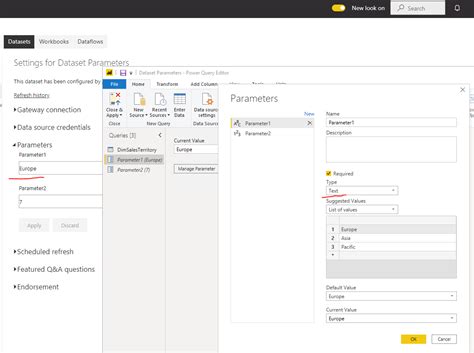 dataset parameters microsoft power bi community