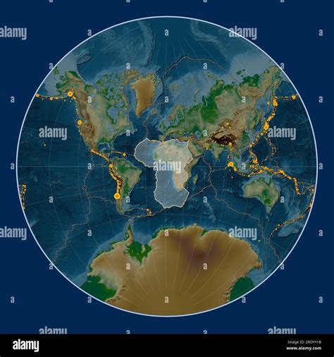 African Tectonic Plate On The Physical Elevation Map In The Lagrange Projection Centered