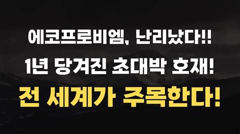 에코프로비엠 주가 에코프로비엠 난리났다 1년 당겨진 초대박 호재 전 세계가 주목한다 에코프로 에코프로비엠 에코프로