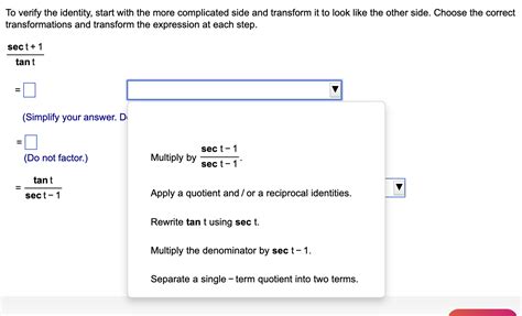 Solved To Verify The Identity Start With The More Chegg Com