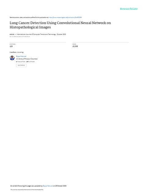 Lung Cancer Detection Using Convolutional Neural Networkon Histopathological Images Pdf