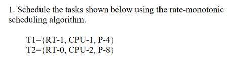 Solved Schedule The Tasks Shown Below Using The Chegg
