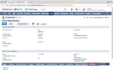 Box For Netsuite Box Files Tab Missing From Record View Box Support