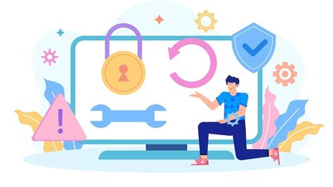 Premium Vector A Businessman Is Setting Up And Troubleshooting Hardware And Software