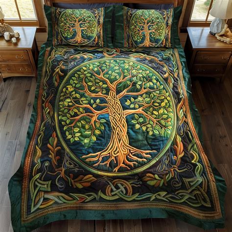 Celtic Tree Of Life Art 3 Piece Quilted Bedding Set Ncu0pd045 Quiltnest