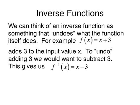 PPT Inverse Functions PowerPoint Presentation Free Download ID