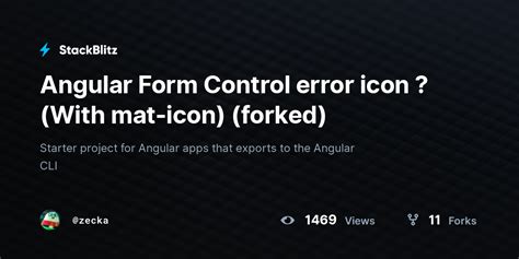 Angular Form Control Error Icon With Mat Icon Forked StackBlitz