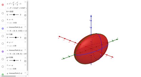 Ellipsoid With Traces Geogebra