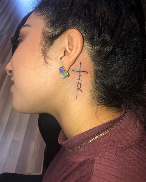 Behind The Ear Cross Tattoos For Men