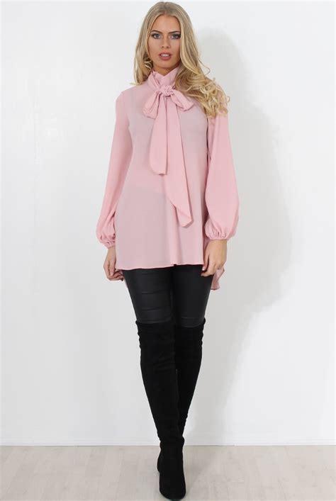 Amber Pink Pussy Bow Neck Top Rebellious Fashion
