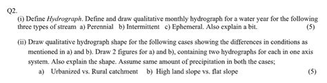 Solved Q2 I Define Hydrograph Define And Draw