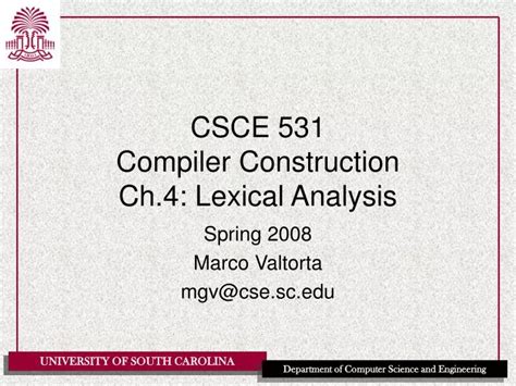 Ppt Csce 531 Compiler Construction Ch4 Lexical Analysis Powerpoint