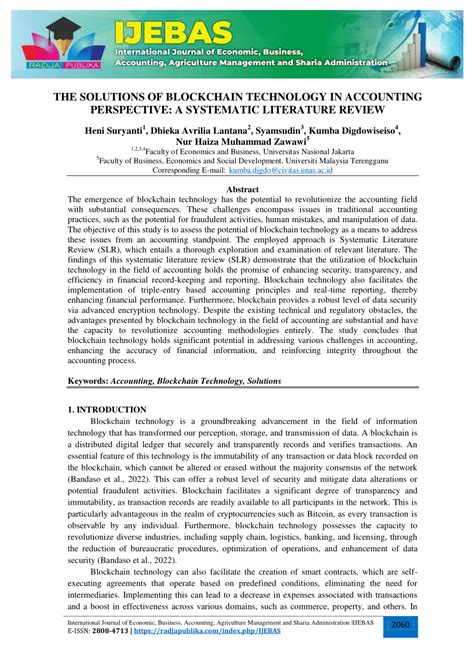 Pdf The Solutions Of Blockchain Technology In Accounting Perspective